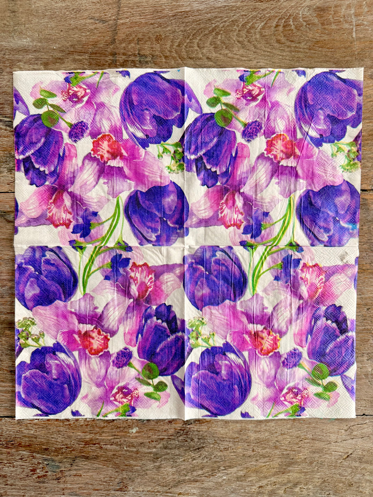 Napkin-Spectacular purple Floral – Newton's Paints & Crafts NZ.