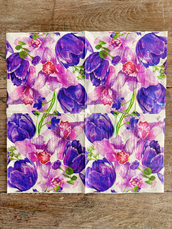Napkin-Spectacular purple Floral – Newton's Paints & Crafts NZ.